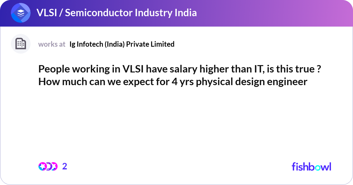 People working in VLSI have salary higher than IT,... | Fishbowl