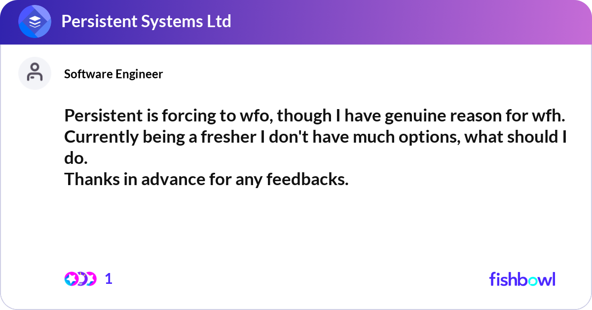 Persistent is forcing to wfo, though I have genuin... | Fishbowl