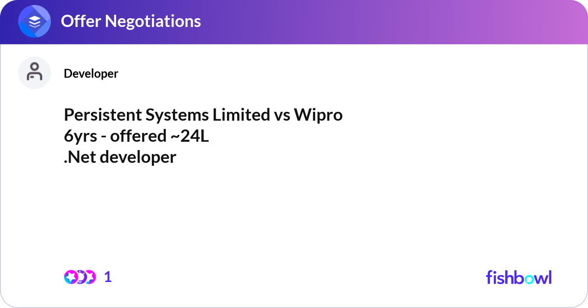 Persistent Systems Limited vs Wipro 6yrs - offere... | Fishbowl