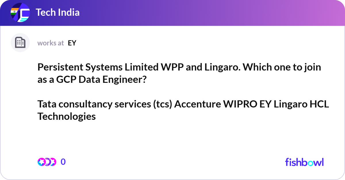 Persistent Systems Limited WPP and Lingaro. Which ... | Fishbowl