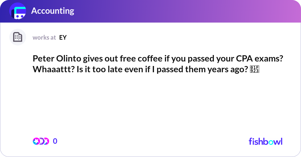 Peter Olinto gives out free coffee if you passed y... | Fishbowl