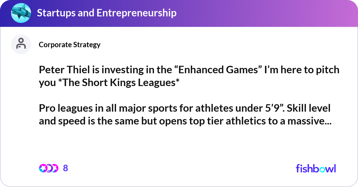 Peter Thiel is investing in the “Enhanced Games” I... | Fishbowl