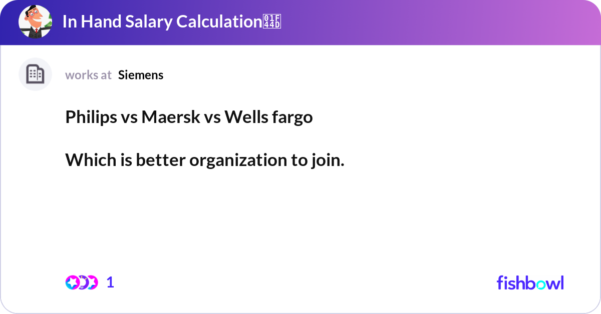 Philips vs Maersk vs Wells fargo Which is better ... | Fishbowl
