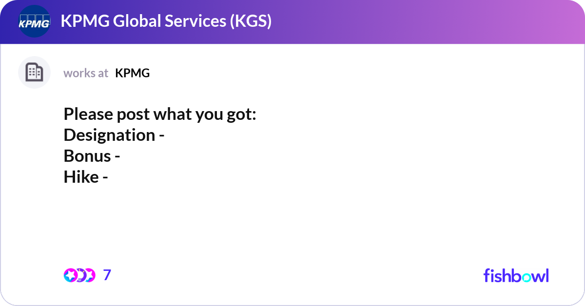 Please post what you got: Designation - Bonus - H... | Fishbowl