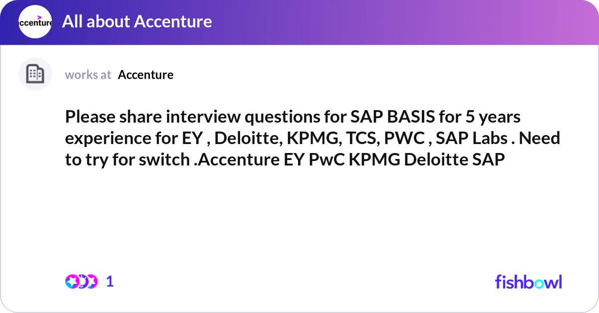 Please share interview questions for SAP BASIS for... | Fishbowl