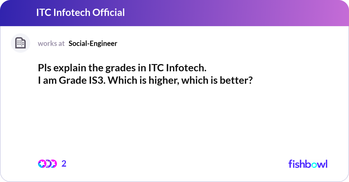 Pls explain the grades in ITC Infotech. I am Grade... | Fishbowl