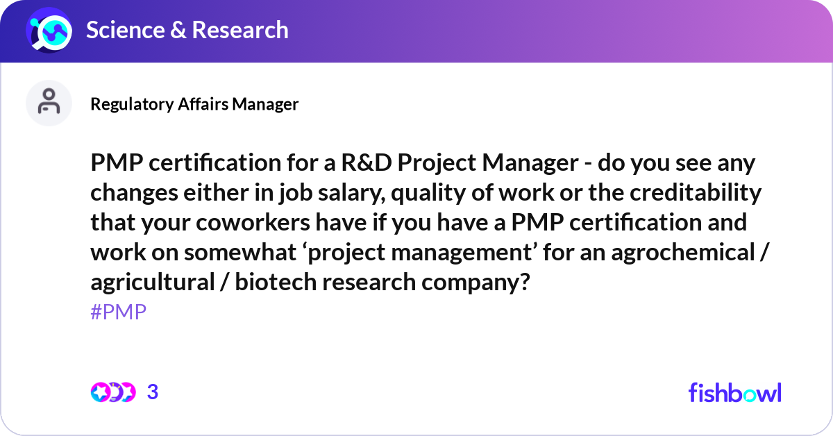 PMP certification for a R&D Project Manager - do y... | Fishbowl