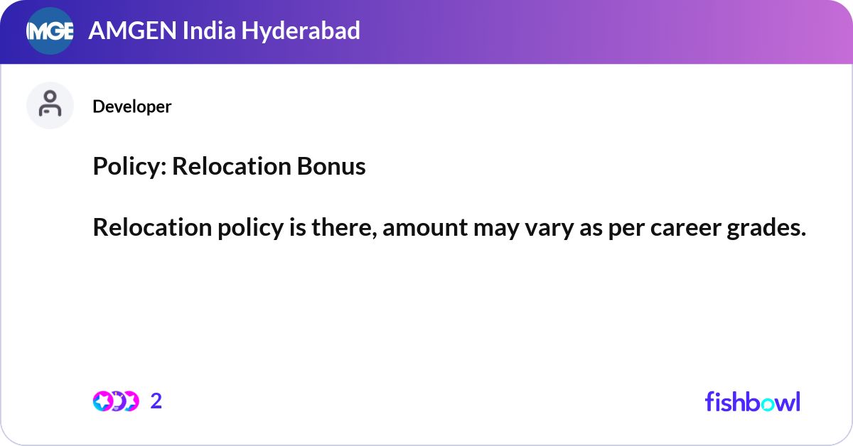 Policy: Relocation Bonus Relocation policy is the... | Fishbowl