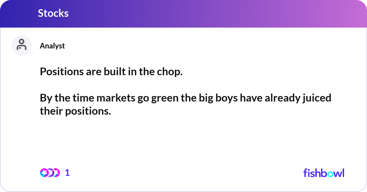 Positions are built in the chop. By the time mar... | Fishbowl
