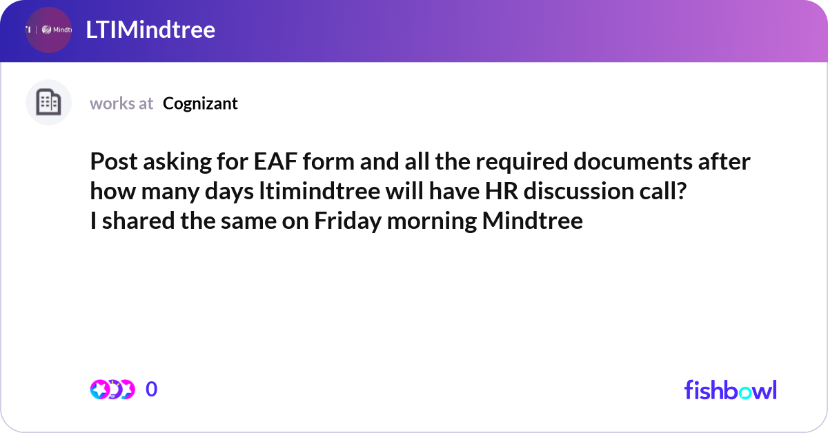 Post asking for EAF form and all the required docu... | Fishbowl