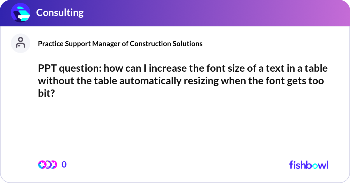 PPT question: how can I increase the font size of ... | Fishbowl
