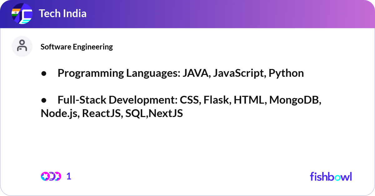 Programming Languages: JAVA, JavaScript, Python ... | Fishbowl