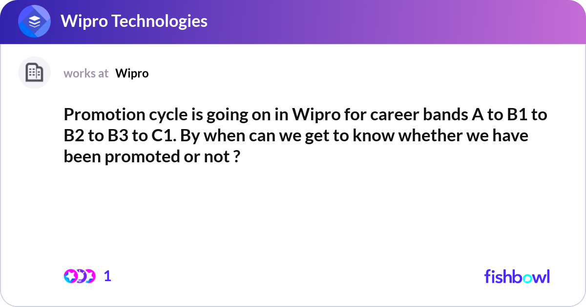 Promotion cycle is going on in Wipro for career ba... | Fishbowl