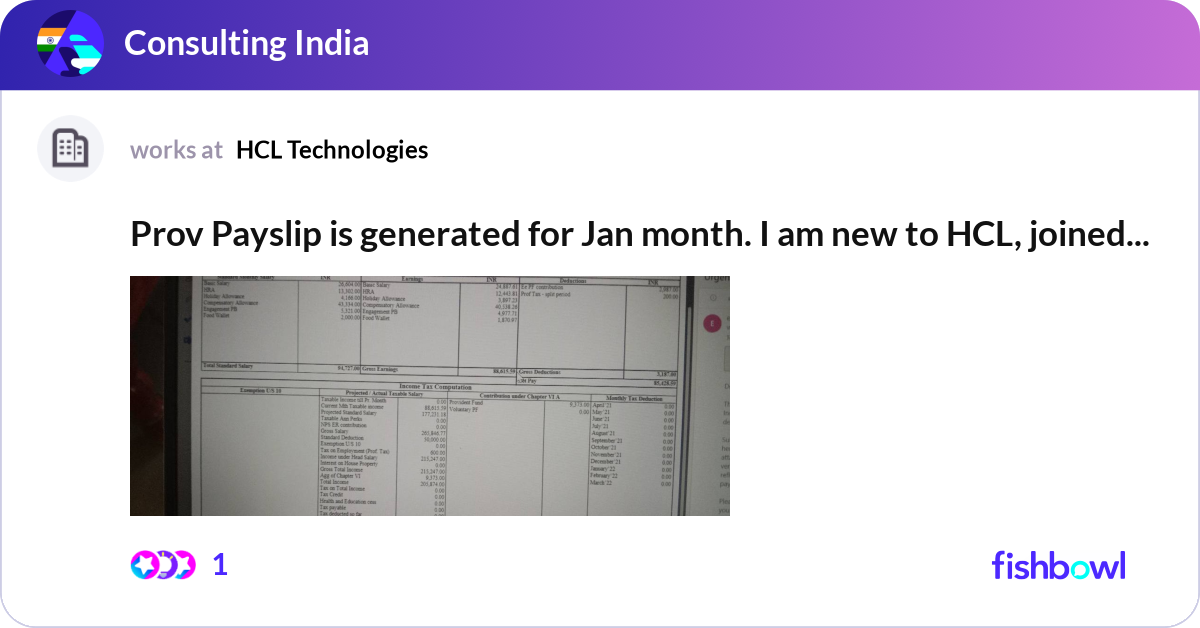 Prov Payslip is generated for Jan month. I am new ... | Fishbowl