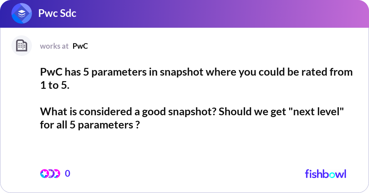 PwC has 5 parameters in snapshot where you could b... | Fishbowl