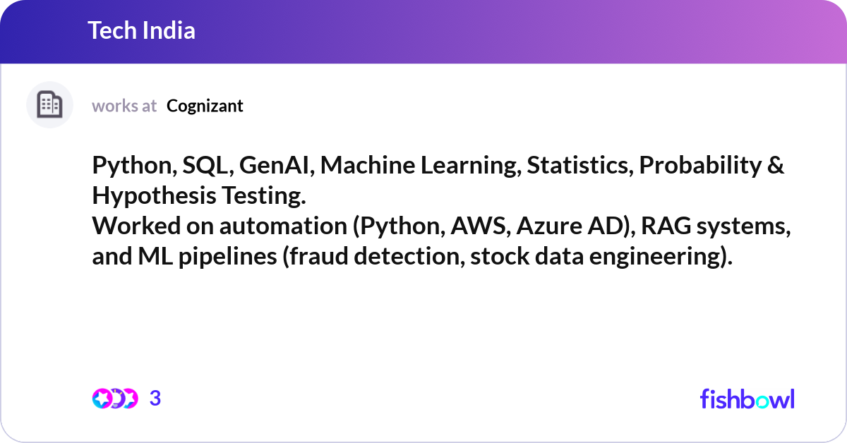 Python, SQL, GenAI, Machine Learning, Statistics, ... | Fishbowl