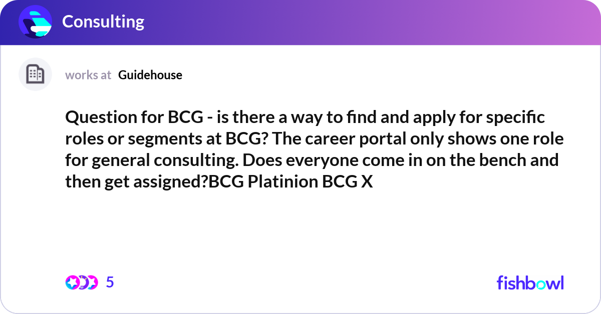 Question for BCG - is there a way to find and appl... | Fishbowl