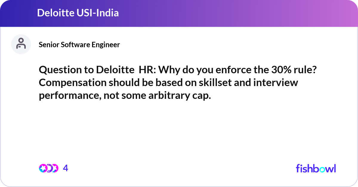 Question to Deloitte HR: Why do you enforce the 3... | Fishbowl