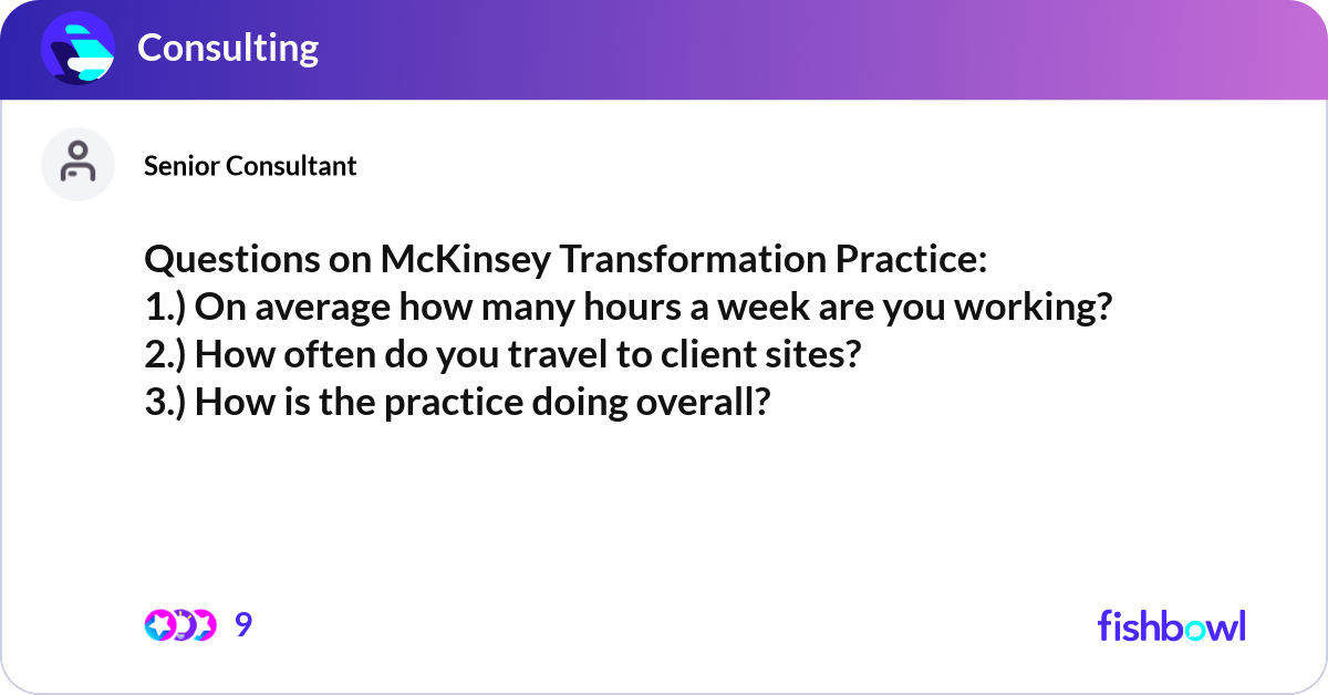 Questions on McKinsey Transformation Practice: 1.)... | Fishbowl