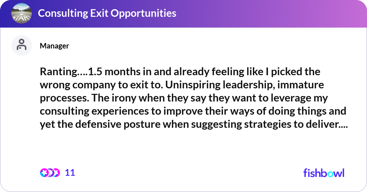 Ranting….1.5 months in and already feeling like I ... | Fishbowl