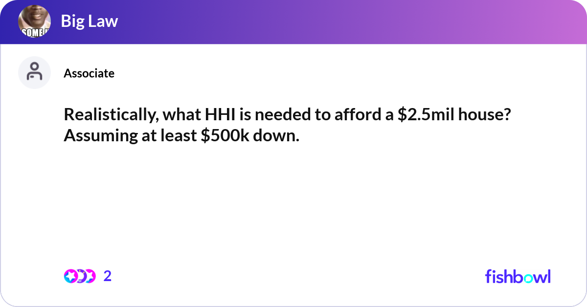 Realistically, what HHI is needed to afford a $2.5... | Fishbowl