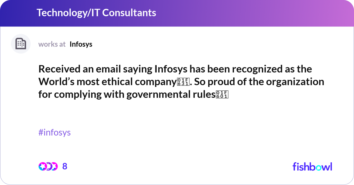 Received an email saying Infosys has been recogniz... | Fishbowl