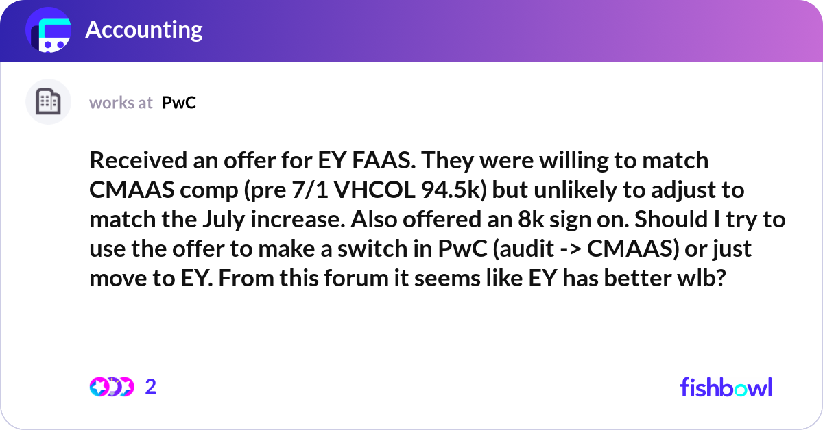 Received an offer for EY FAAS. They were willing t... | Fishbowl