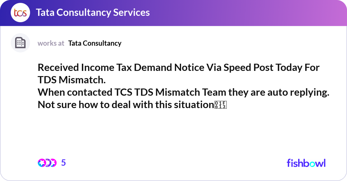 Received Income Tax Demand Notice Via Speed Post T... | Fishbowl