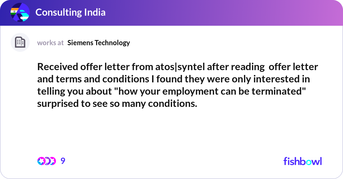 Received offer letter from atos|syntel after readi... | Fishbowl
