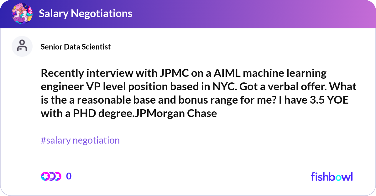 Recently interview with JPMC on a AIML machine lea... | Fishbowl