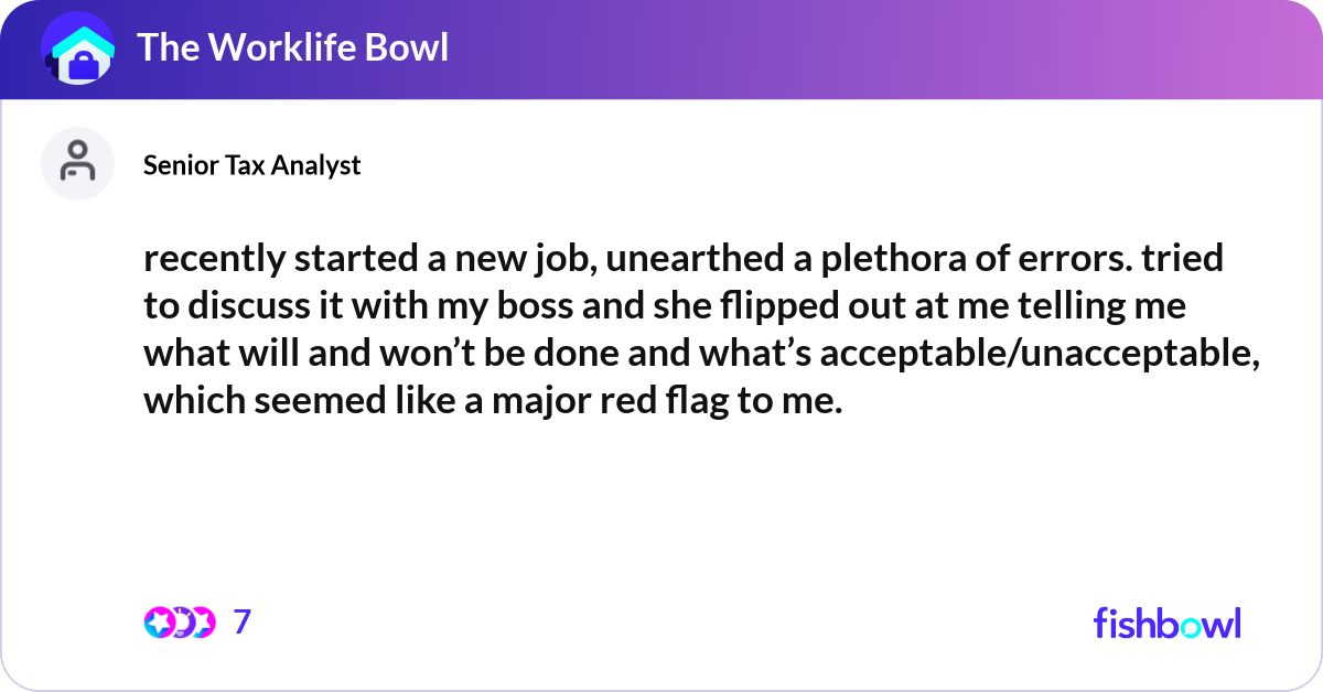 recently started a new job, unearthed a plethora o... | Fishbowl