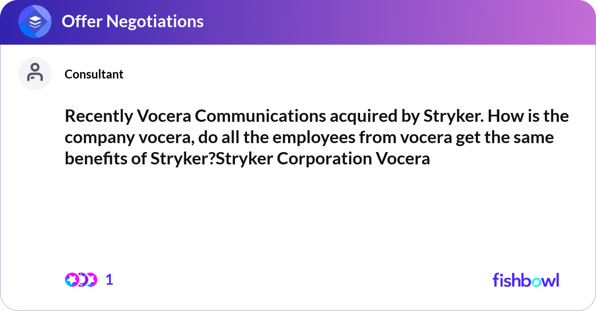 Recently Vocera Communications acquired by Stryker... | Fishbowl