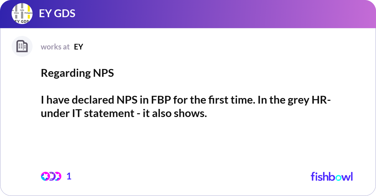 Regarding NPS I have declared NPS in FBP for the ... | Fishbowl