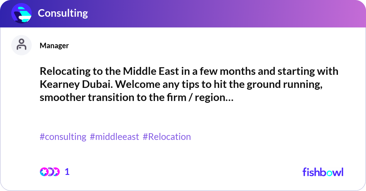 Relocating to the Middle East in a few months and ... | Fishbowl