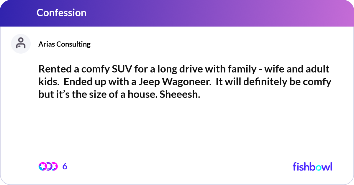 Rented a comfy SUV for a long drive with family - ... | Fishbowl