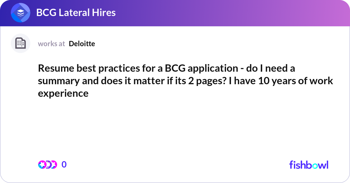 Resume best practices for a BCG application - do I... | Fishbowl