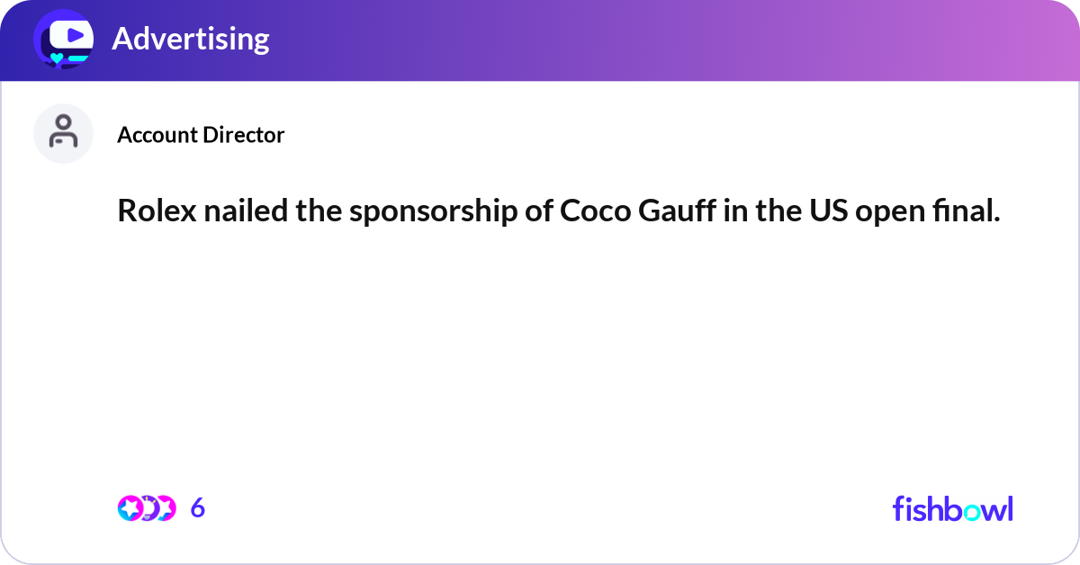 Rolex nailed the sponsorship of Coco Gauff in the ... | Fishbowl