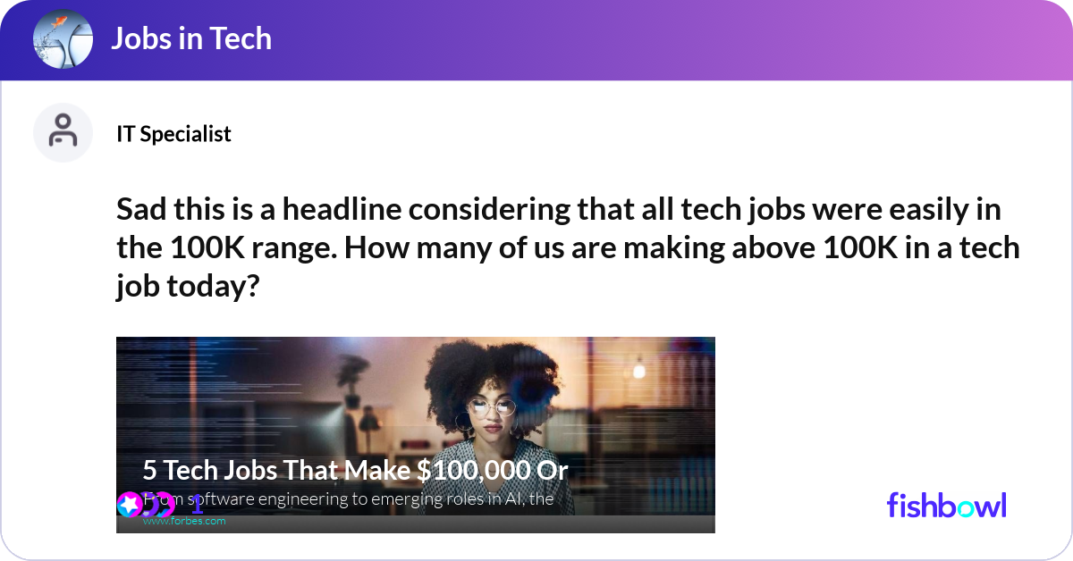 Sad this is a headline considering that all tech j... | Fishbowl