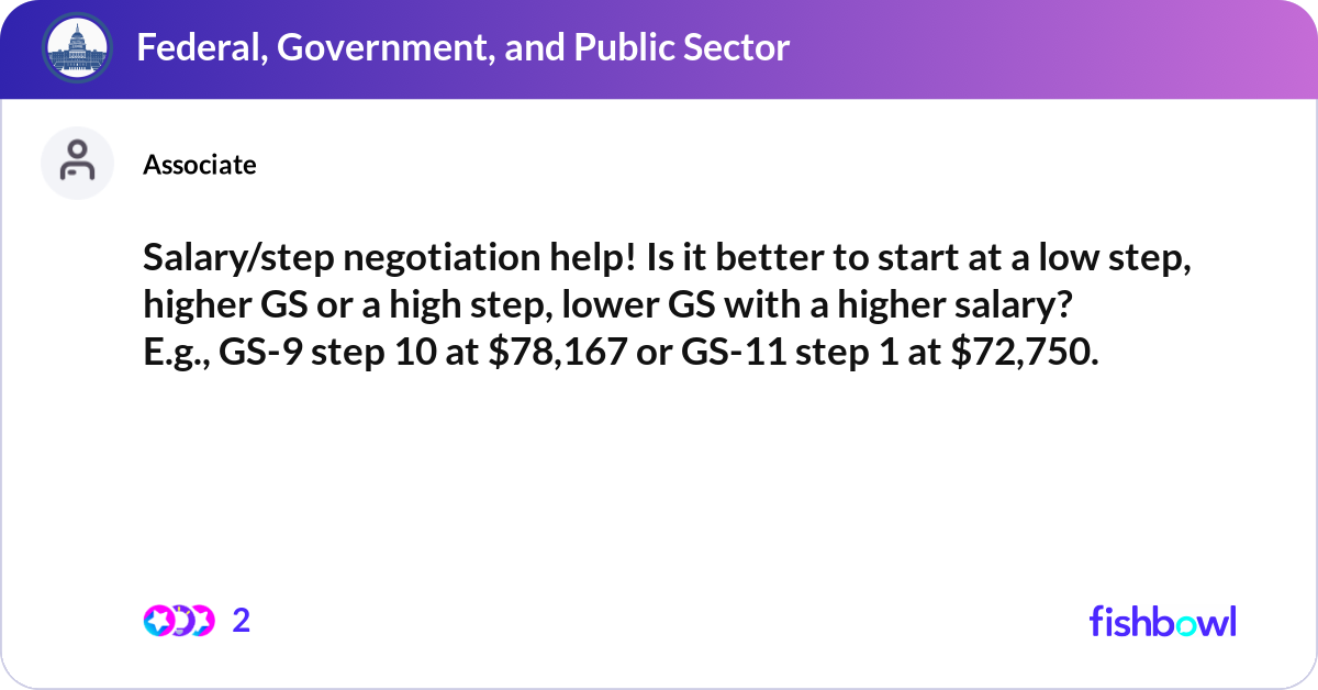 Salary/step negotiation help! Is it better to star... | Fishbowl