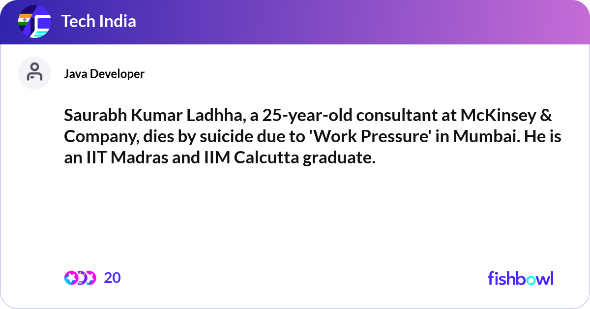 Saurabh Kumar Ladhha, a 25-year-old consultant at ... | Fishbowl