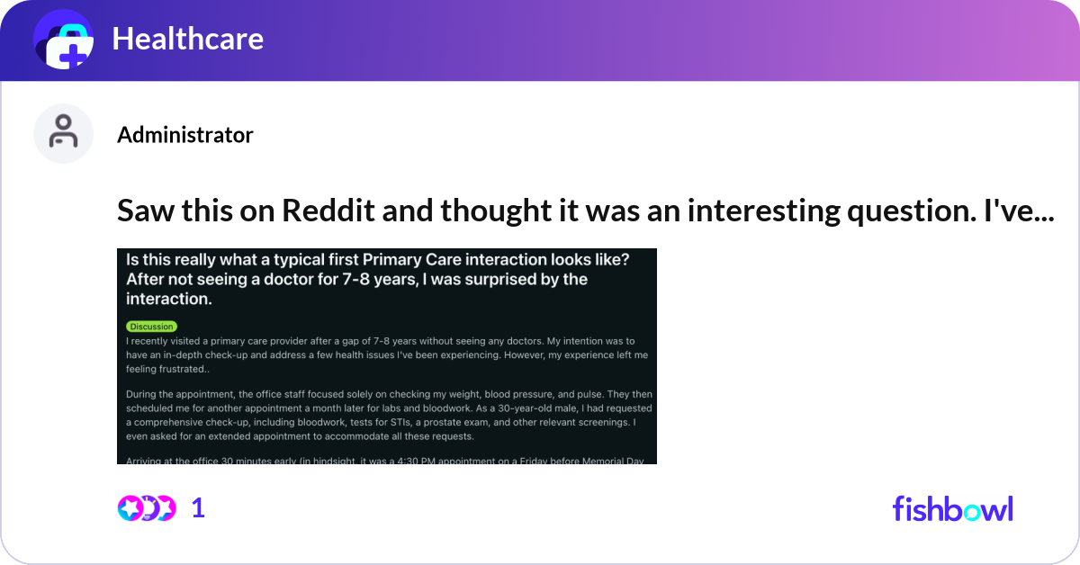 Saw this on Reddit and thought it was an interesti... | Fishbowl