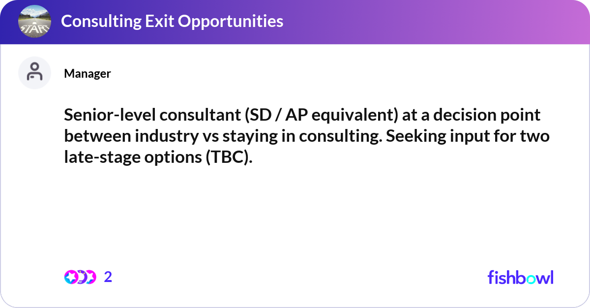 Senior-level consultant (SD / AP equivalent) at a ... | Fishbowl