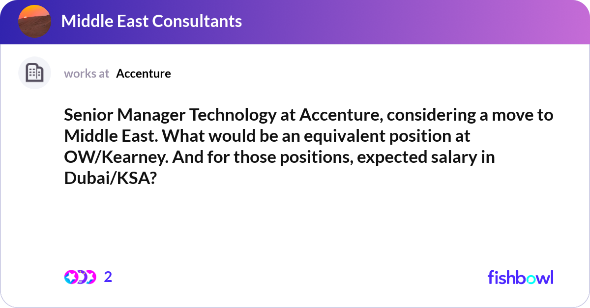 Senior Manager Technology at Accenture, considerin... | Fishbowl