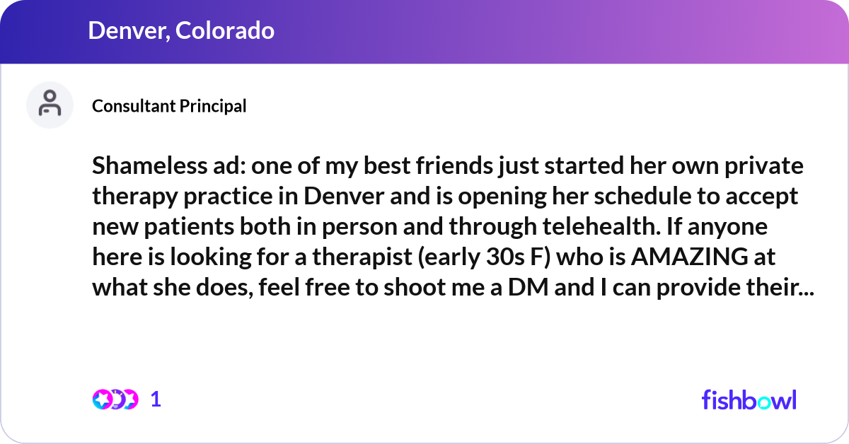 Shameless ad: one of my best friends just started ... | Fishbowl