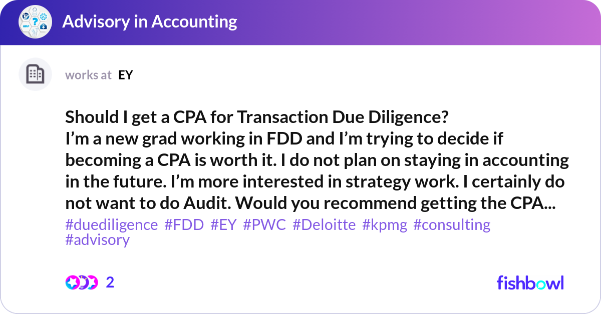 Should I get a CPA for Transaction Due Diligence? ... | Fishbowl