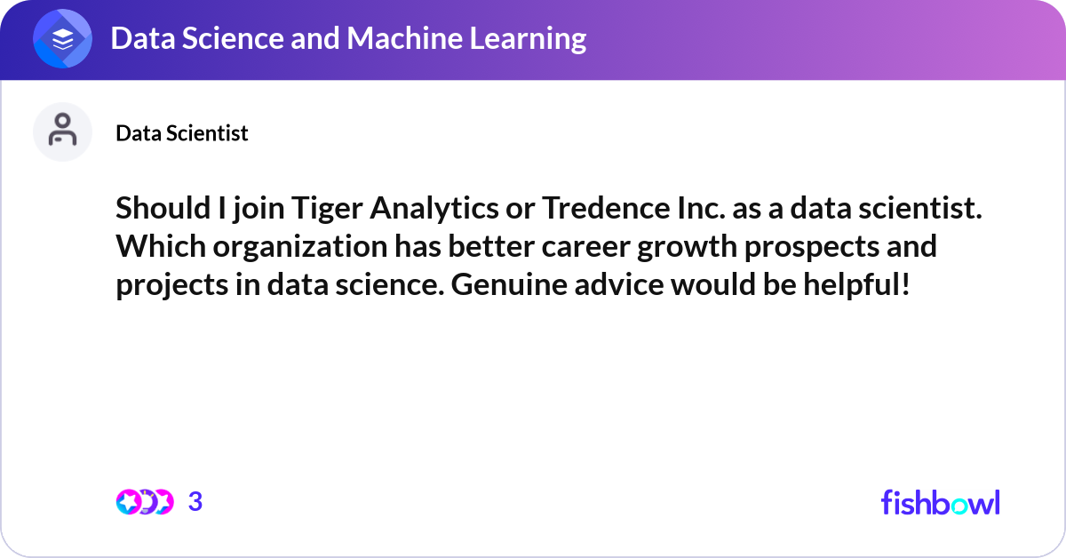 Should I join Tiger Analytics or Tredence Inc. as ... | Fishbowl