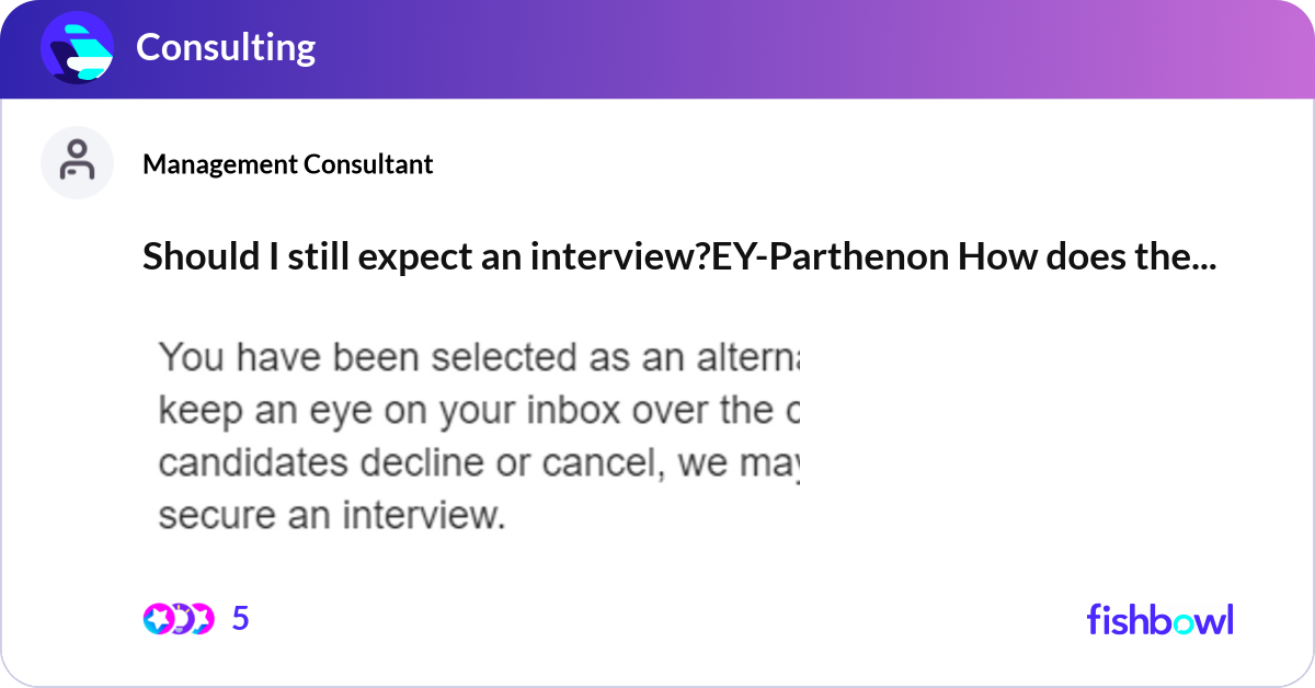 Should I still expect an interview?EY-Parthenon Ho... | Fishbowl