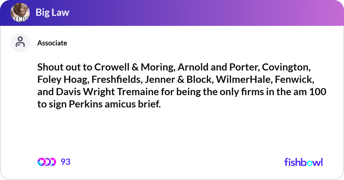 Shout out to Crowell & Moring, Arnold and Porter, ... | Fishbowl