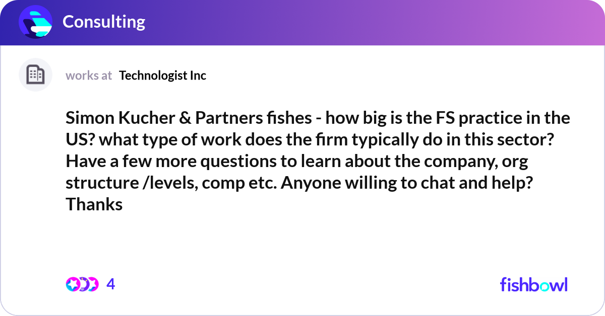 Simon Kucher & Partners fishes - how big is the FS... | Fishbowl