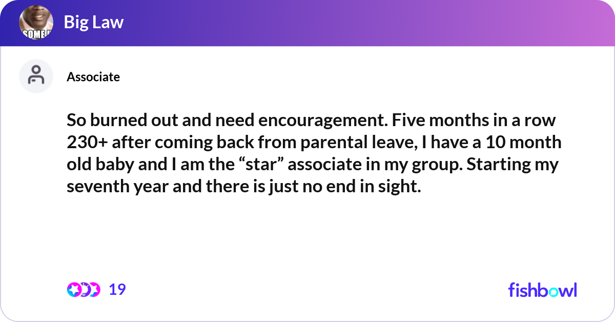 So burned out and need encouragement. Five months ... | Fishbowl